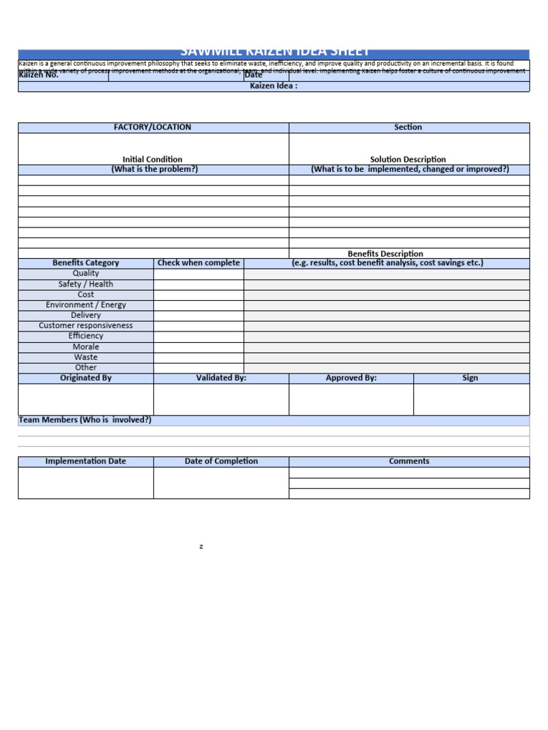 Kaizen Sheet | PDF | Business