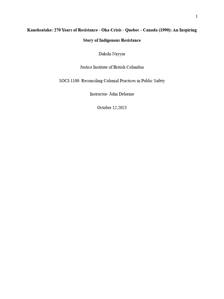Assignment On Oka Crisis | PDF | Canada