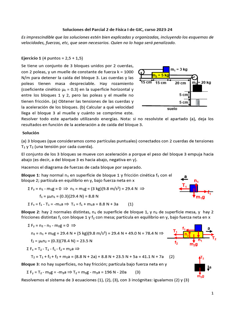 Parcial 2 - Soluciones | PDF | Fricción | Energía potencial