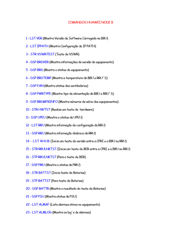 Comandos para Huawei Node B | PDF | Computadores