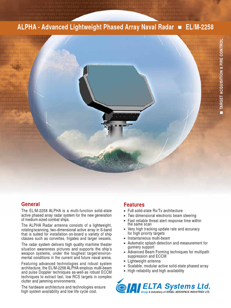 ALPHA - Advanced Lightweight Phased Array Naval Radar EL/M-2258 | PDF | Radar | Military Science