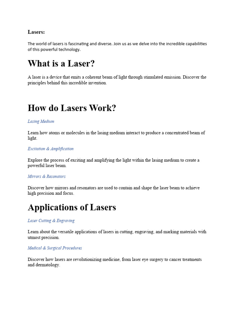 Lasers | PDF | Laser | Photonics