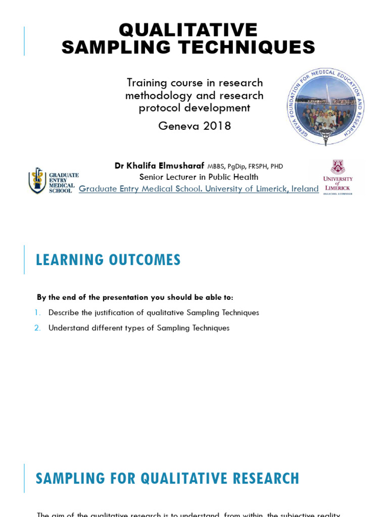 Qualitative Sampling Techniques Elmusharaf 2018 Pdf