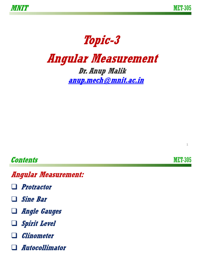 U2T2 (Angular Measurement) | PDF | Calibration | Interferometry