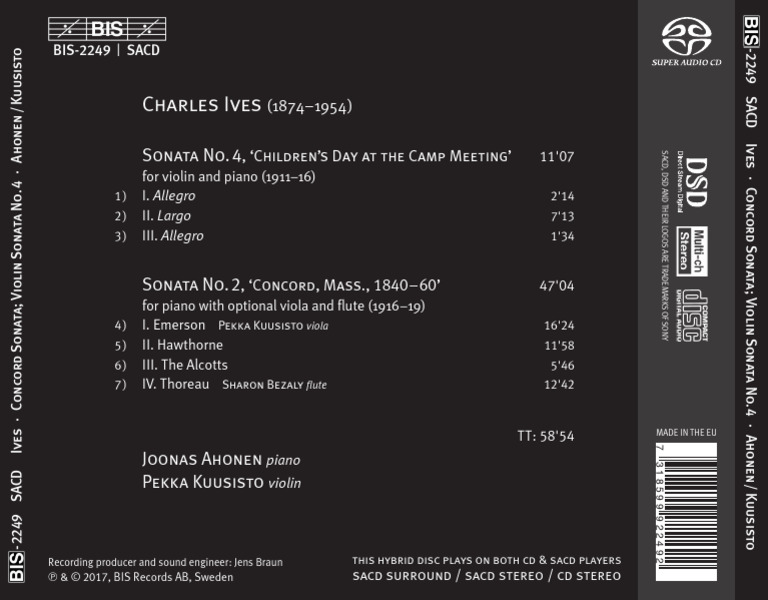BIS SACD 2249 Inlay | PDF | Concord | Compact Disc