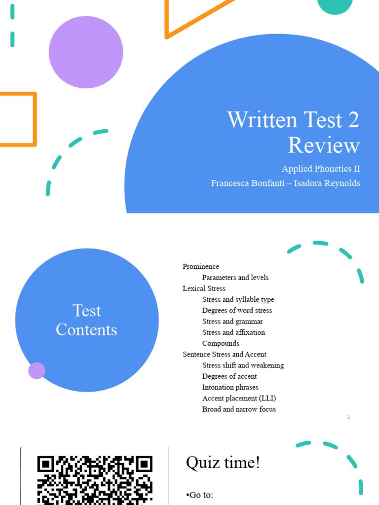 Written Test 2 Review | PDF | Stress (Linguistics) | Adjective