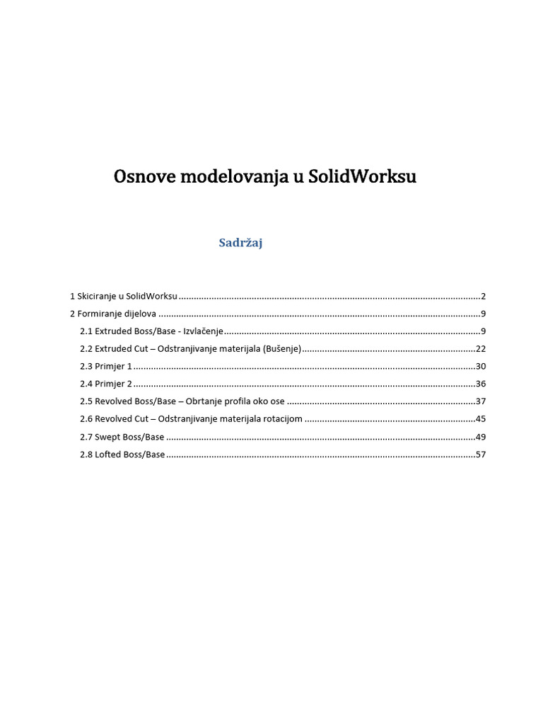 SolidWorks Osnove Za Modeliranje | PDF