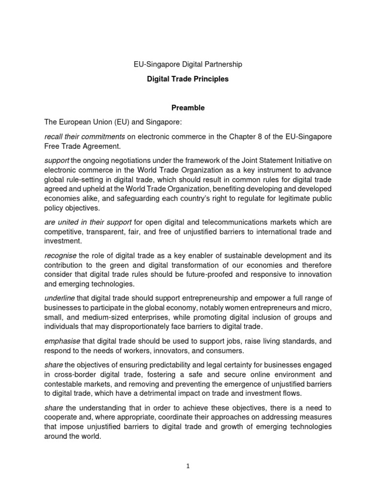 EU-Singapore Digital Trade Principles | PDF | Security | Computer Security EU-Singapore Digital Trade Principles | PDF | Security | Computer Security