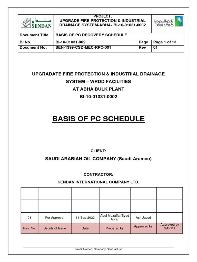 BI-10-01031 Basis of Schedule Rev.03 | PDF