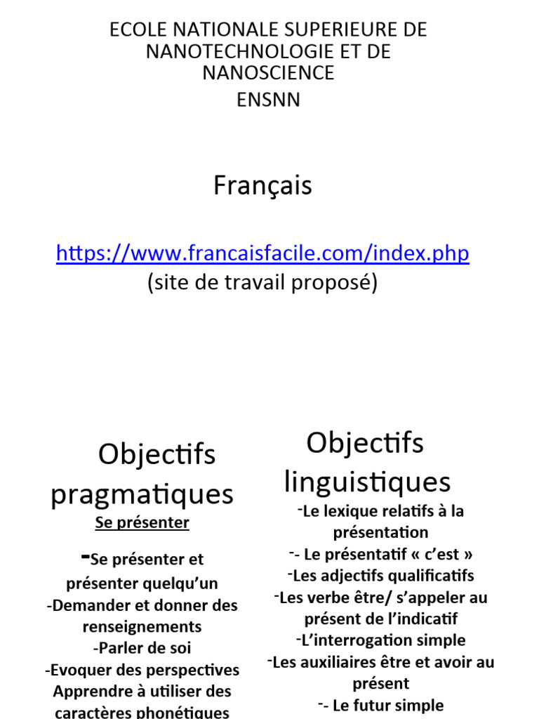 COURS 1 Français Prepa S1 | PDF | Phrase | Verbe