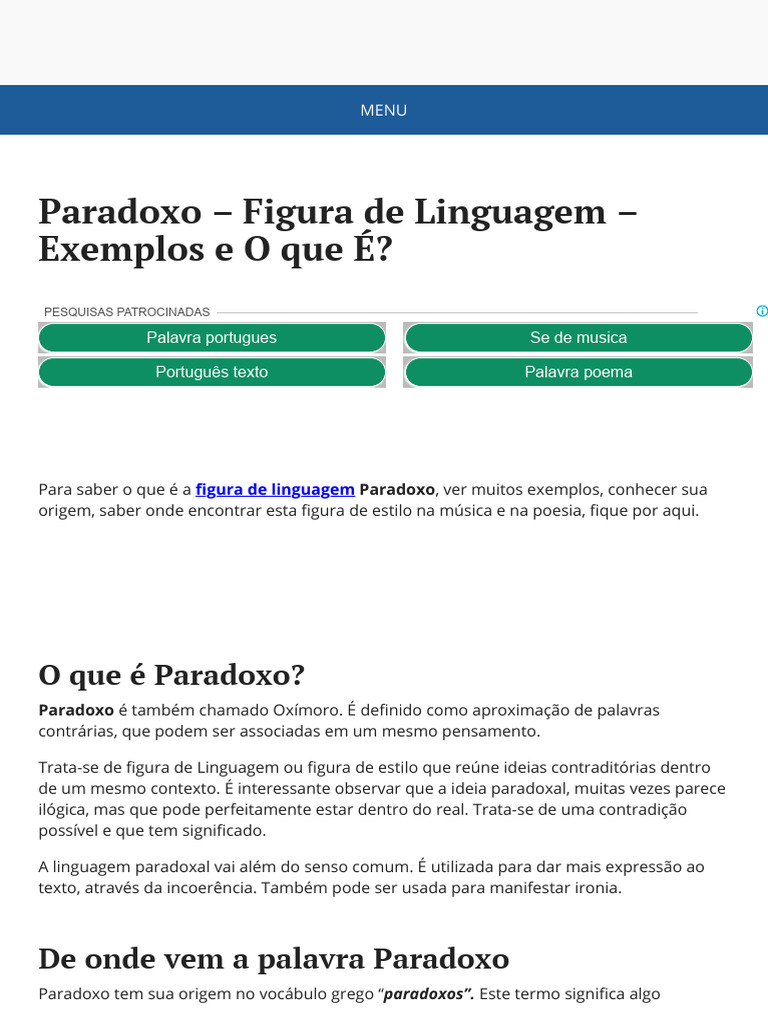 Paradoxo: Definição e Exemplos | PDF