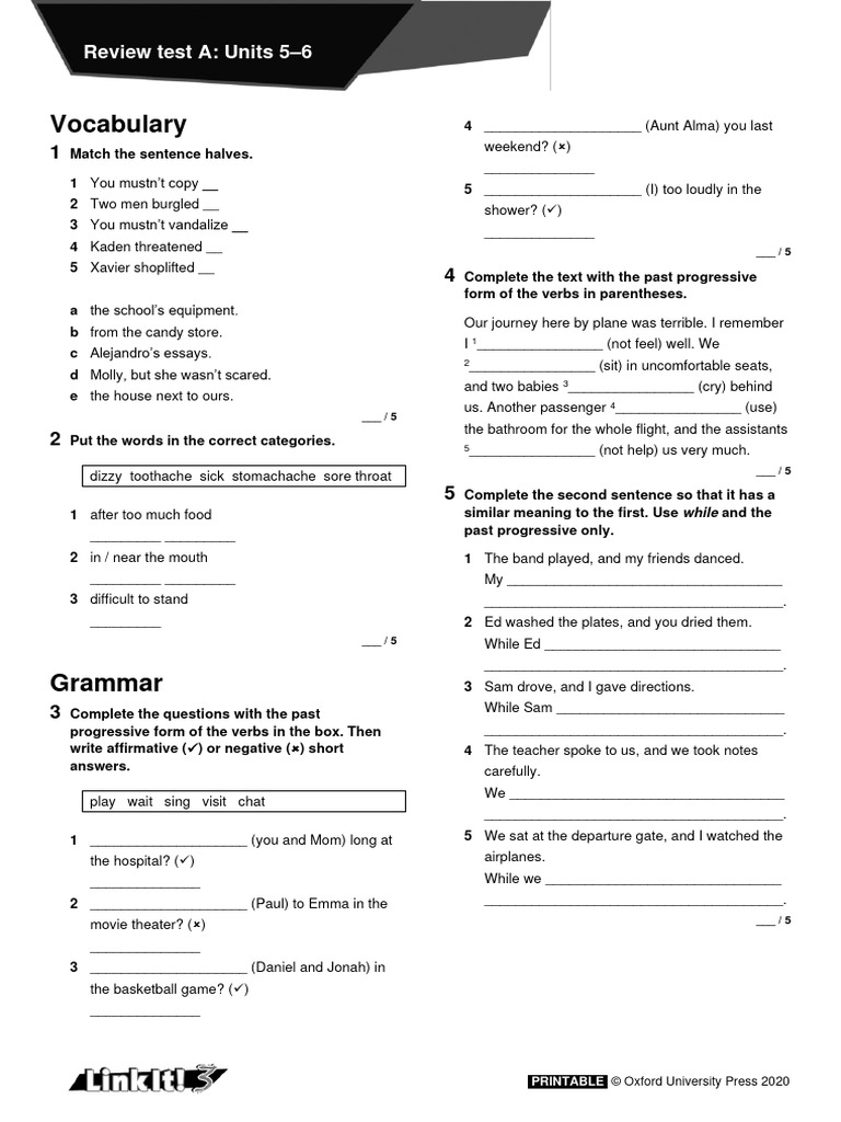 LI L3 Review Test Units 5-6 A | PDF