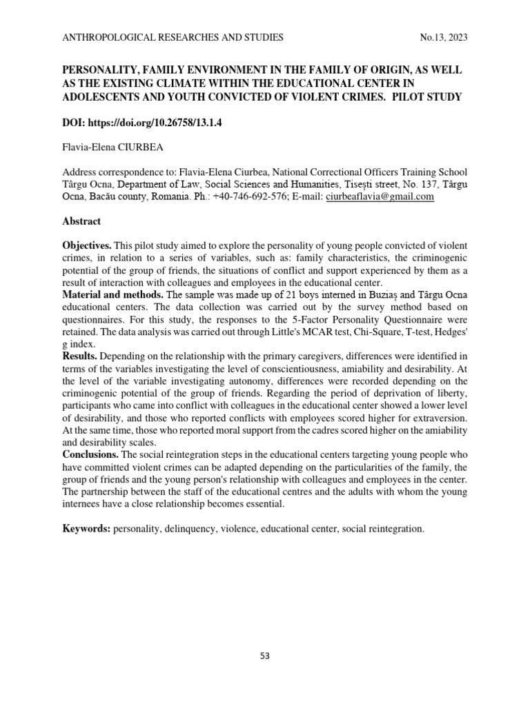 ARS 13 2023 10 Iunie 2023-57-75 | PDF | Adolescence | Juvenile Delinquency