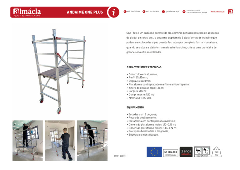 Ficha Tecnica Andaime One Plus | PDF | Casa e Jardim