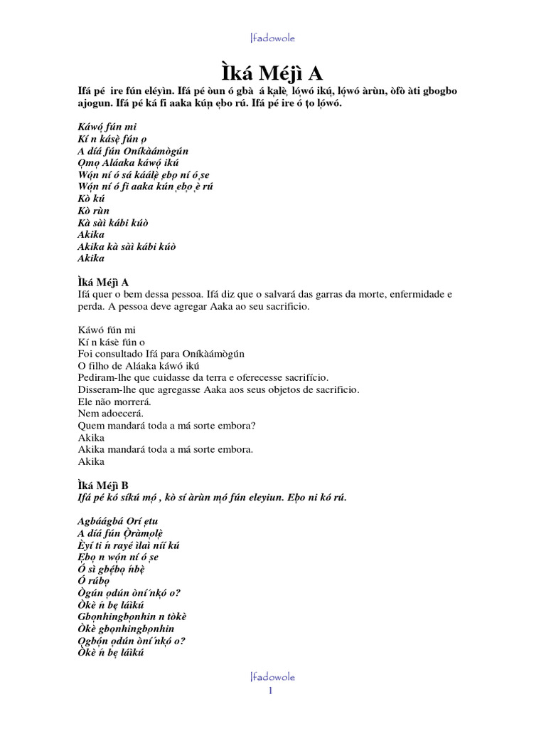 11 Odu Ika Meji - I | PDF