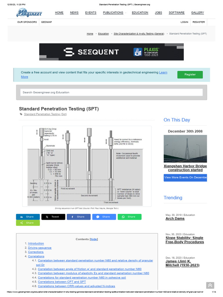 Standard Penetration Testing (SPT) | PDF