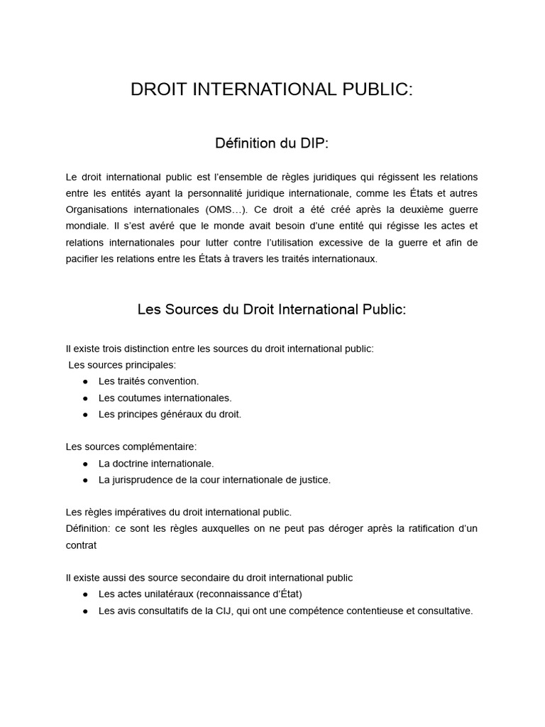 Résumé DIP | PDF | Loi internationale | Traité