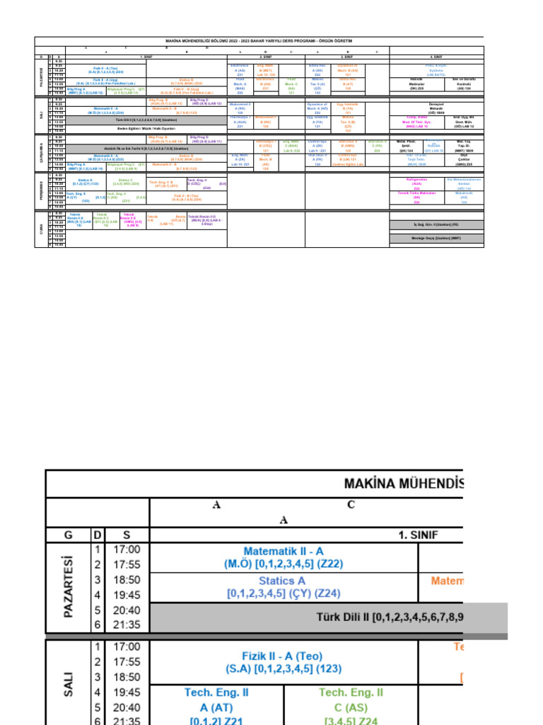 Makina Ders Prog 2022 2023bahar | PDF