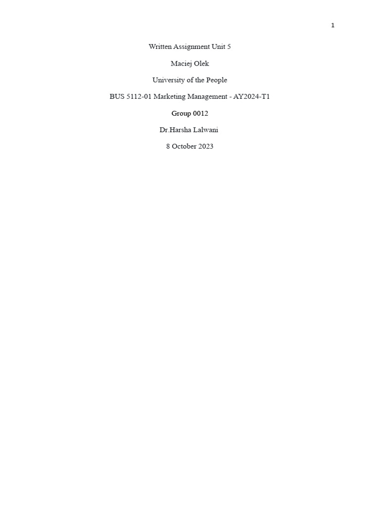 Written Assignment Unit 5 MM MO | PDF | Pricing | Market (Economics) Written Assignment Unit 5 MM MO | PDF | Pricing | Market (Economics)