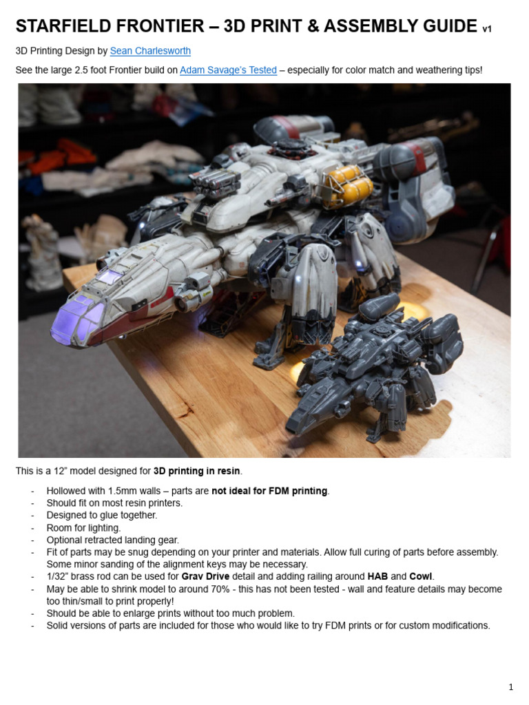 Starfield Frontier Print Assembly Guide v1 | PDF