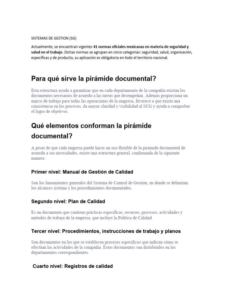 Sistemas de Gestion, Piramide Documental | PDF