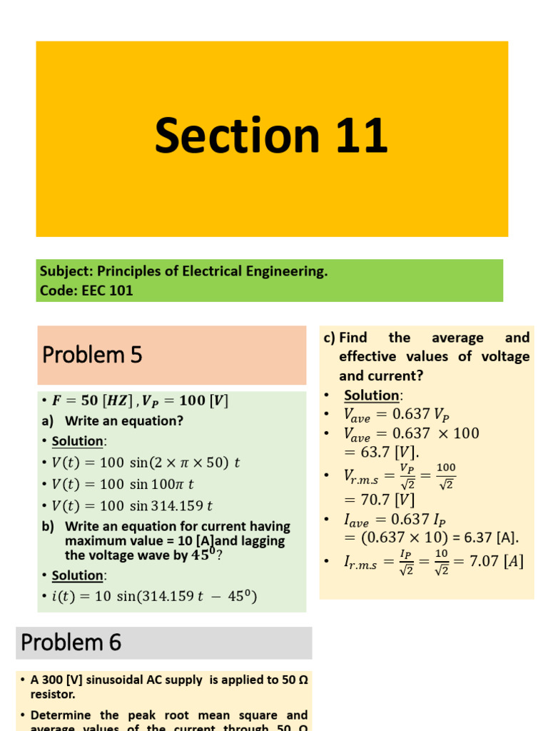EEC 101 Section 11 | PDF | Electrical Engineering | Metrology EEC 101 Section 11 | PDF | Electrical Engineering | Metrology