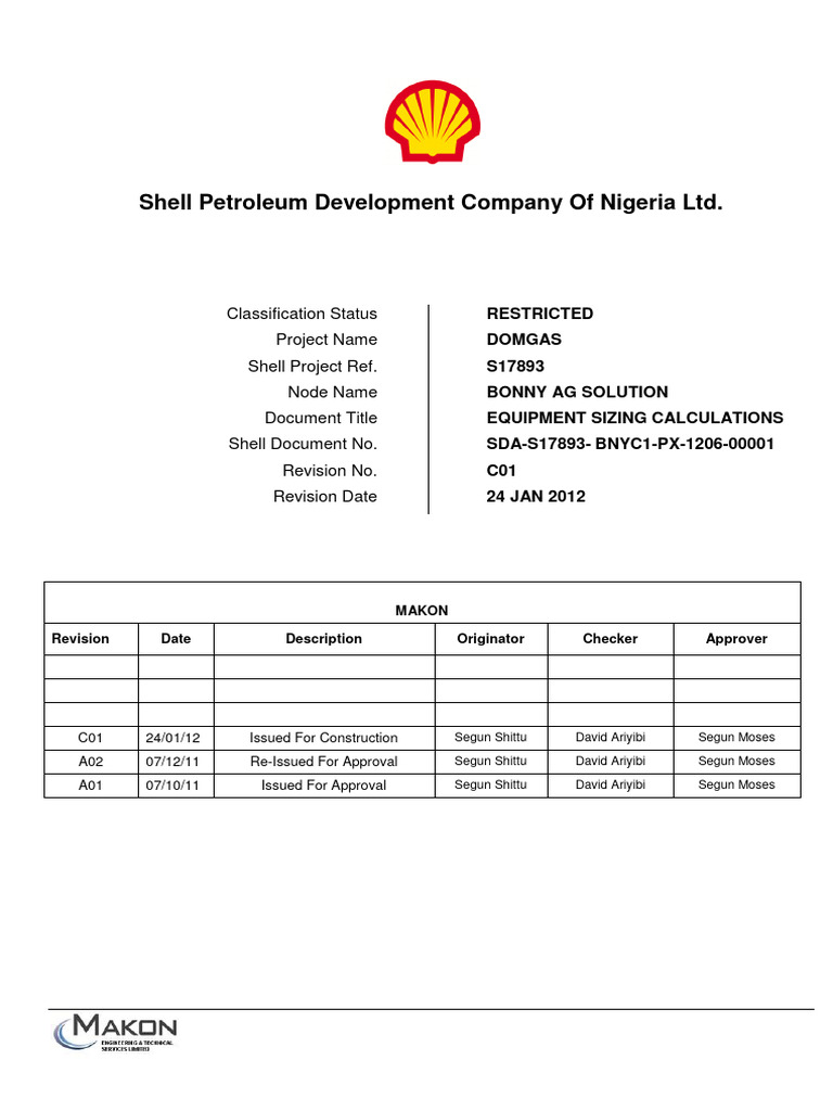Bonny AG Equipment Sizing Report | PDF | Pipe (Fluid Conveyance) | Pressure