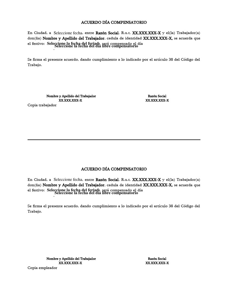 Acuerdo Día Compensatorio | PDF