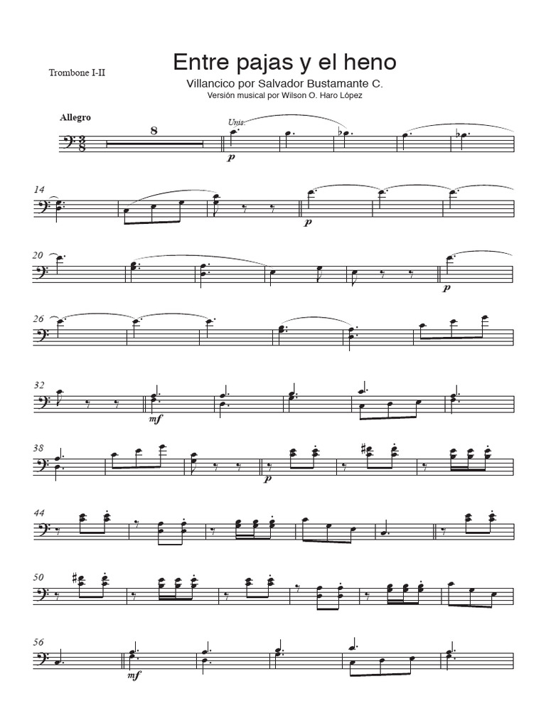 12.ENTRE PAJAS Y EL HENO. 2019. - Trombone I-II | PDF