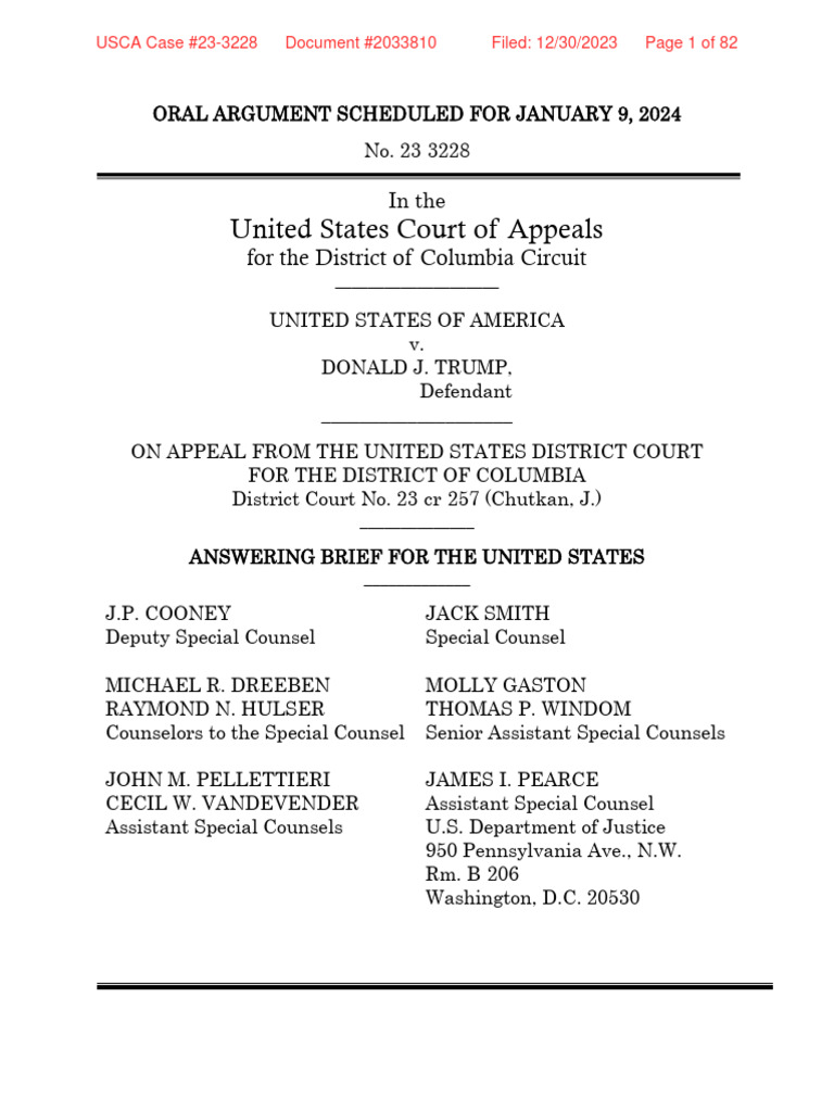 Jack Smith New Filing | PDF | Double Jeopardy | Impeachment