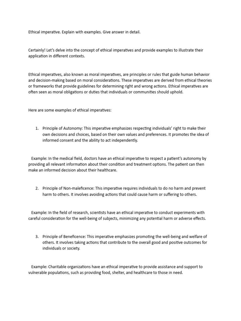 Ethical Imperative | PDF | Self-Improvement