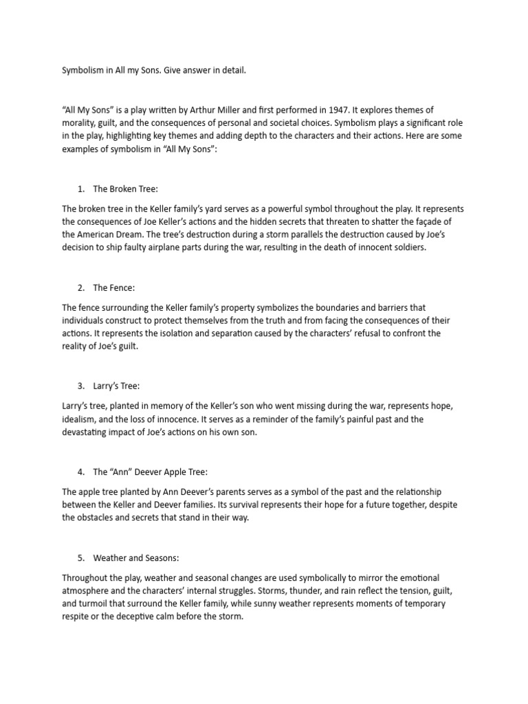 Symbolism in All My Sons | PDF