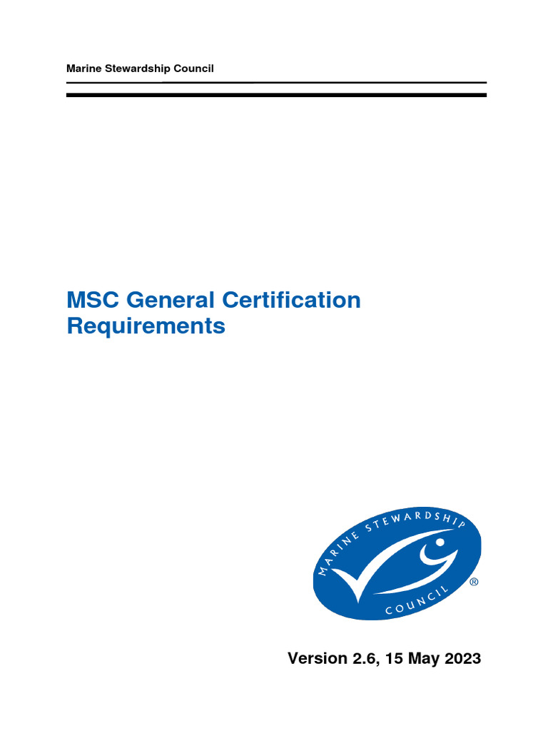 MSC General Certification Requirements 2.6 | PDF | Audit