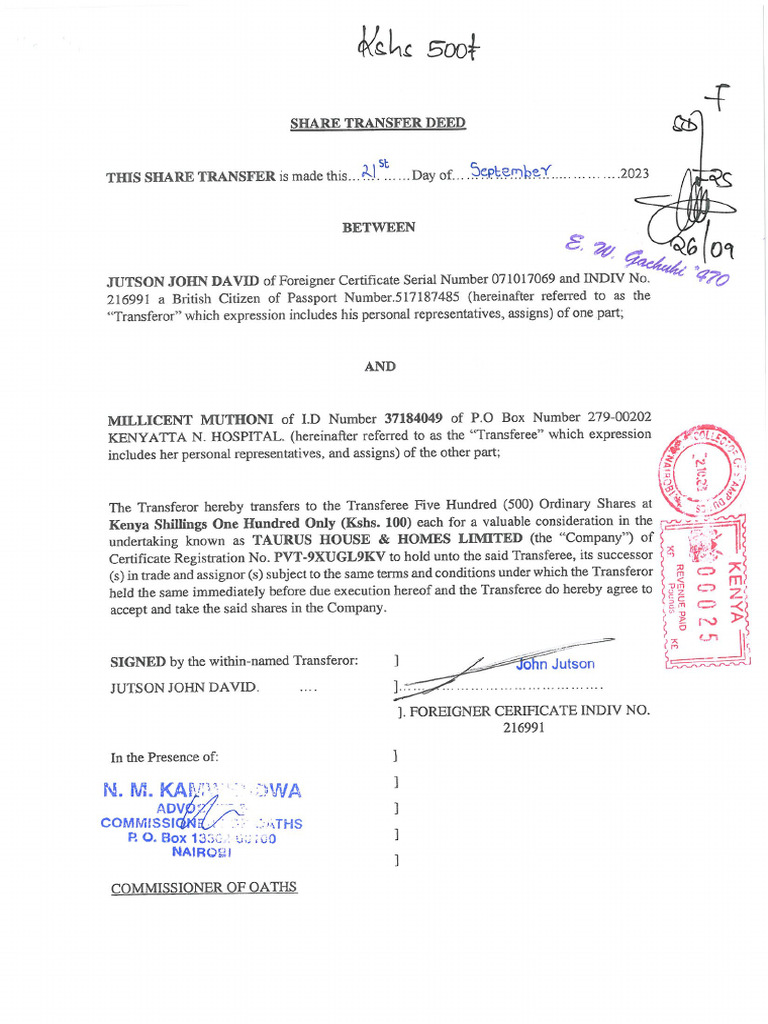 Franked Transfer Deed | PDF