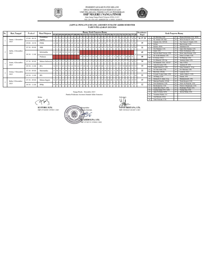 Jadwal ASAS 2023-2024 | PDF