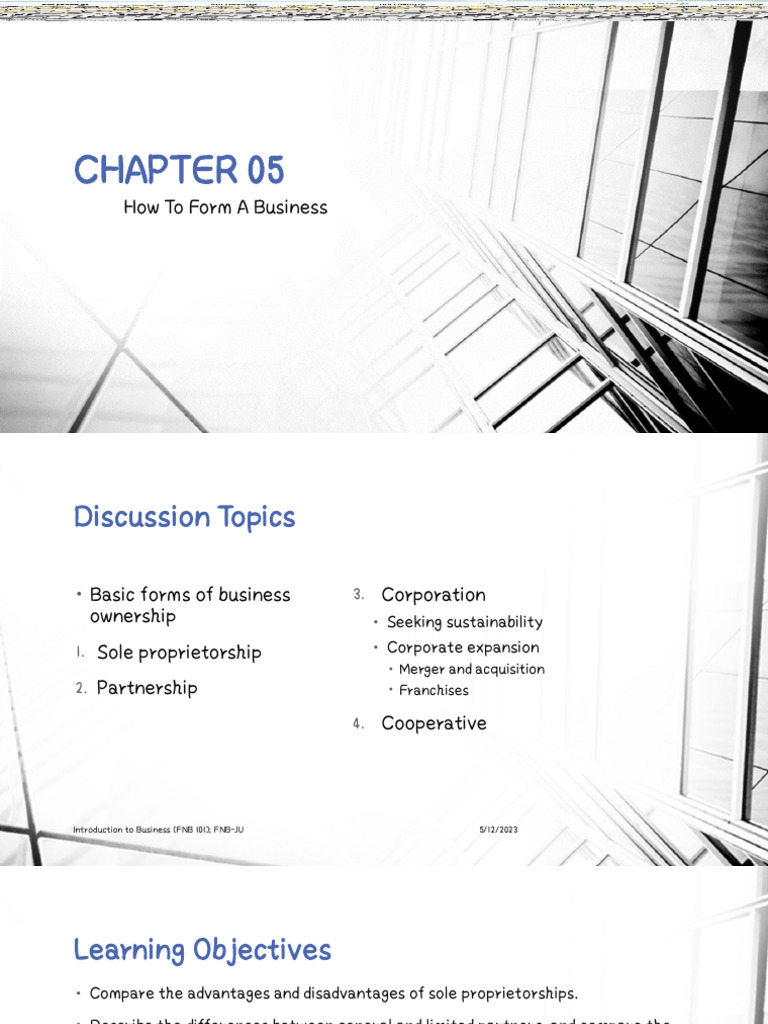 FNB 101 Chapter 05 | PDF | Partnership | S Corporation