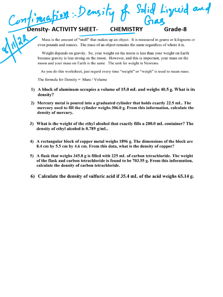 Density Grade 8 | PDF