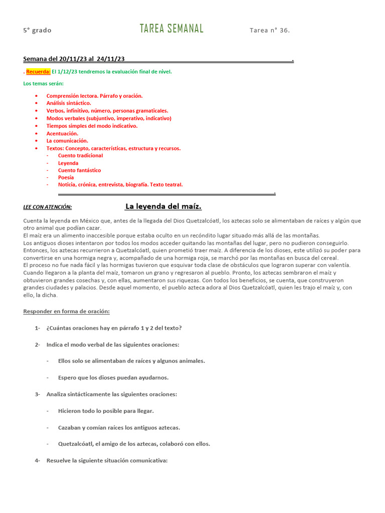 Tarea Semanal Nro 36 | PDF