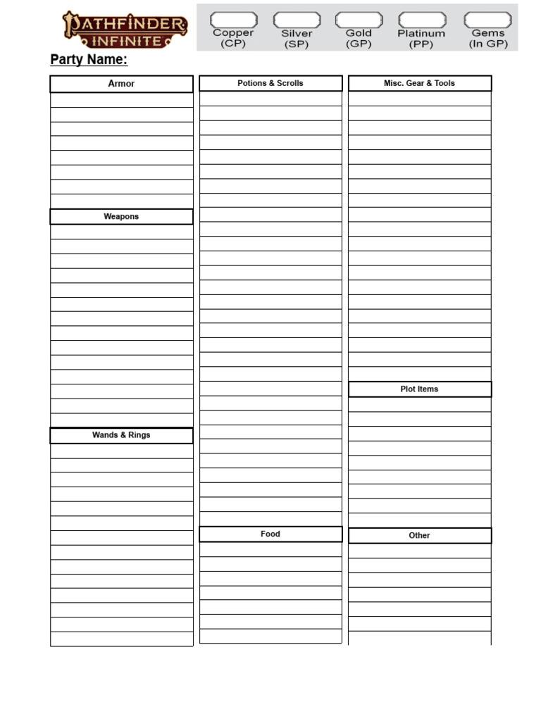 560571-Party Inventory Sheet | PDF