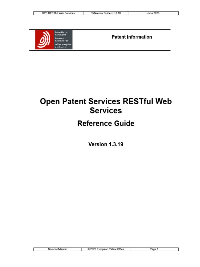 Open Patent Services RESTful Web Services Reference Guide | PDF ...