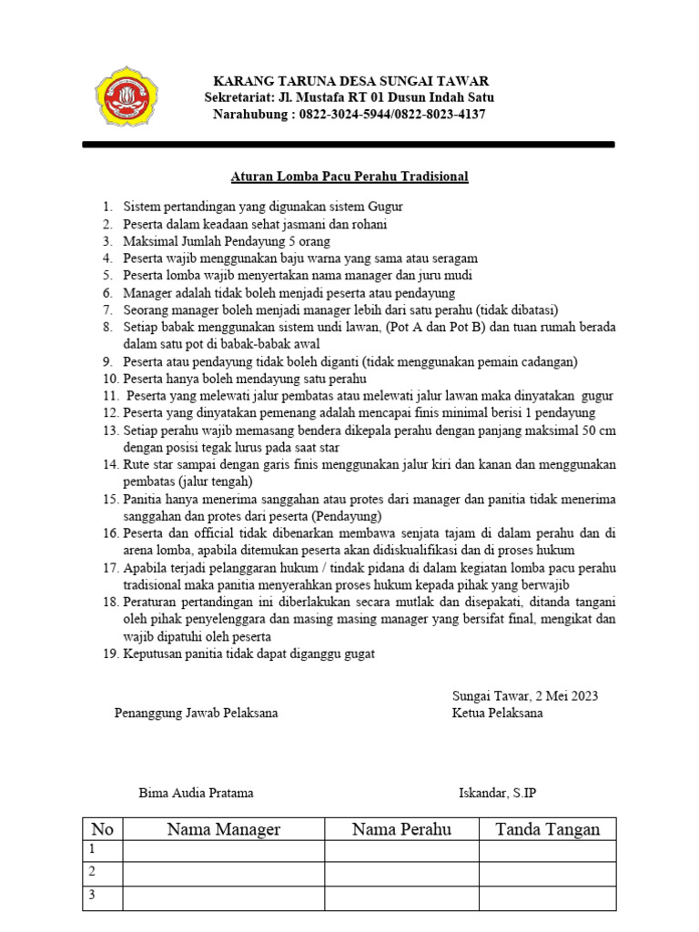 Aturan Lomba Perahu | PDF