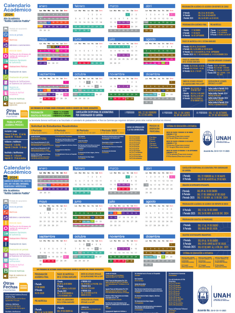 Calendario Académico UNAH 2024 | PDF Calendario Académico UNAH 2024 | PDF