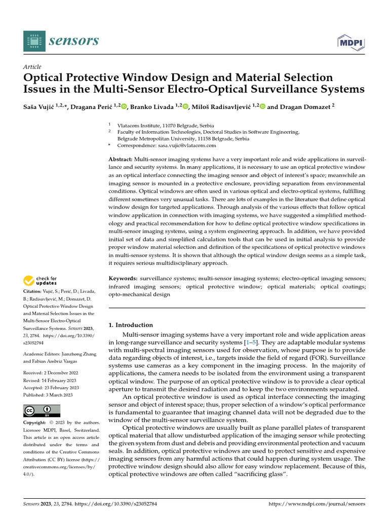 Optical Protective Window Design and Material Selection | PDF | Optics ...