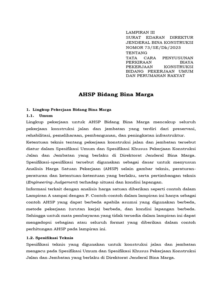 Lampiran III Ahsp Bidang Bina Marga | PDF