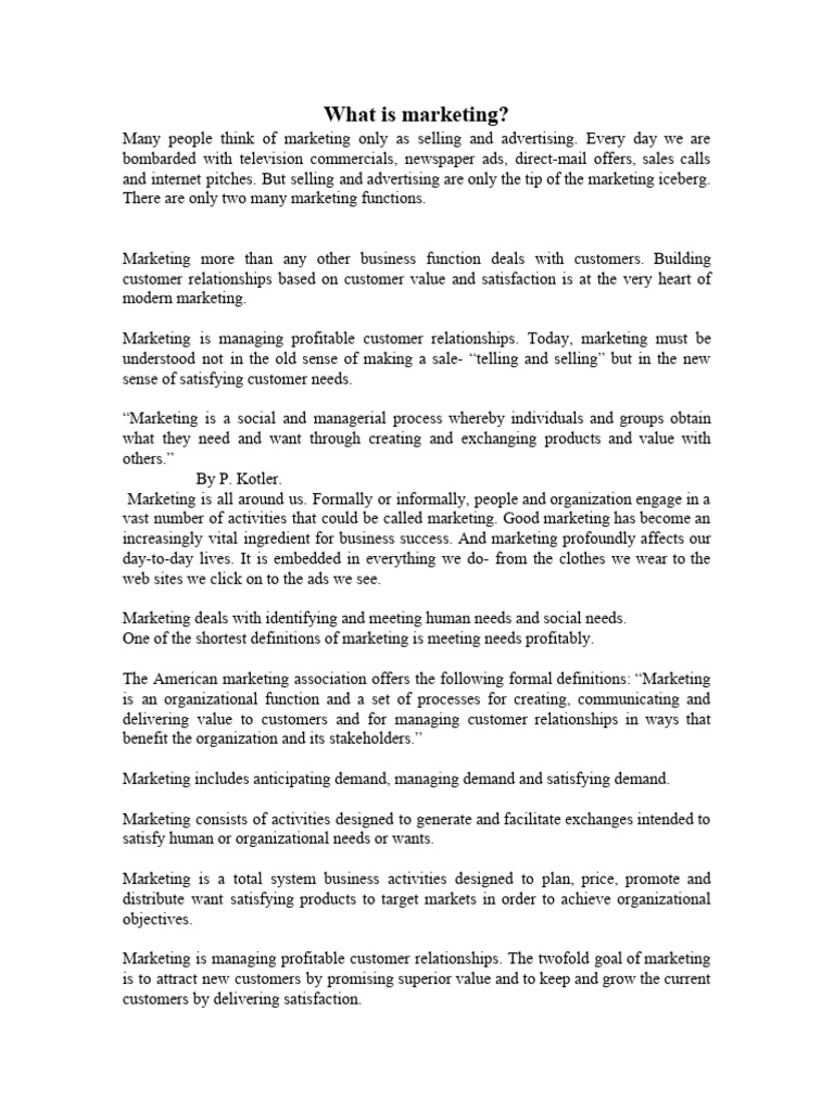 Marketing - Definition, Importance and Functions | PDF | Marketing ... Marketing - Definition, Importance and Functions | PDF | Marketing ...