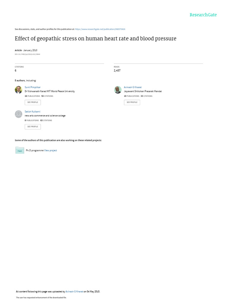 Effect of Geopathic Stress On Human Heart Rate and | PDF | Heart Rate ...