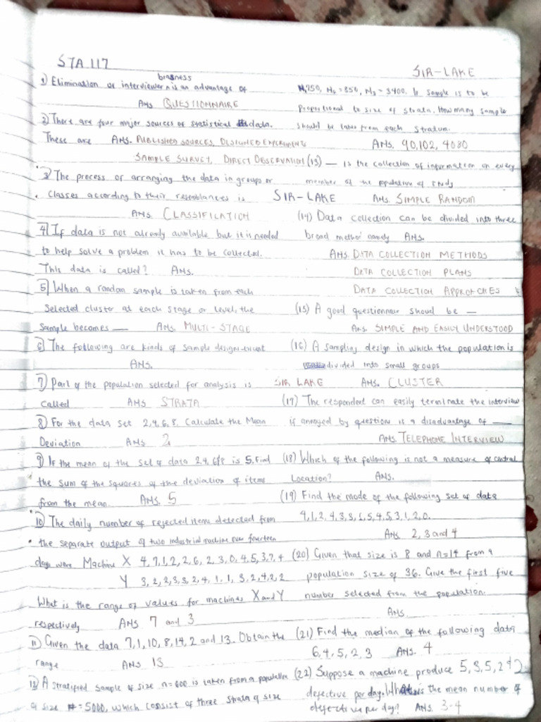 STA 117 Test Questions | PDF