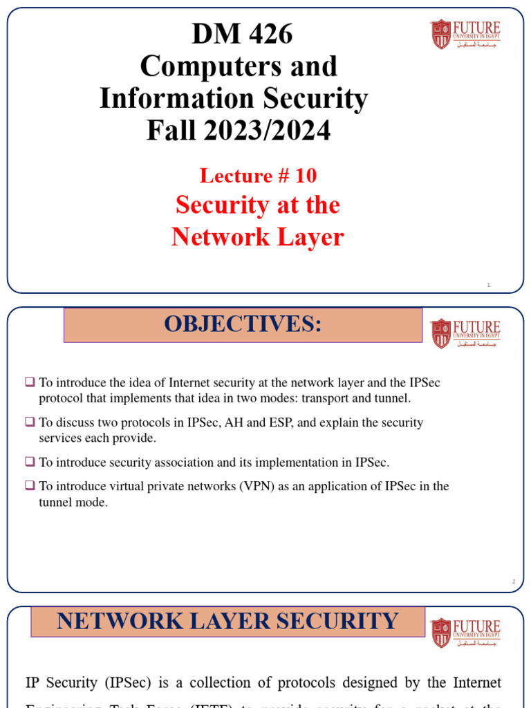 Lecture 10 - Security at The Network Layer | PDF Lecture 10 - Security at The Network Layer | PDF