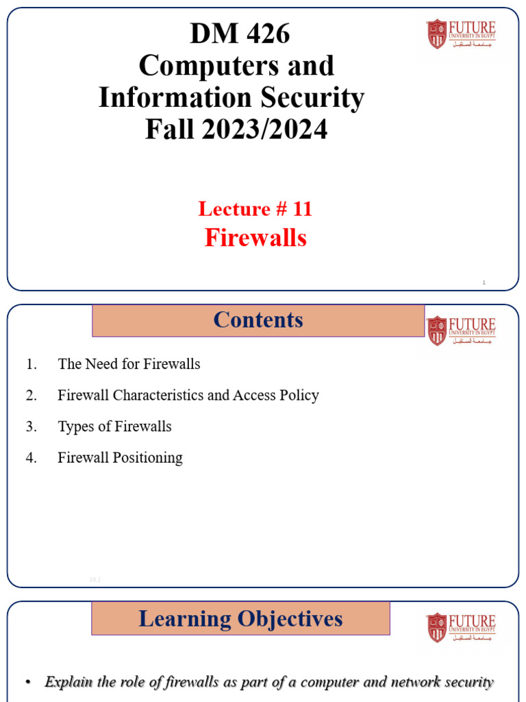 Lecture 11 - Firewalls | PDF | Technology & Engineering