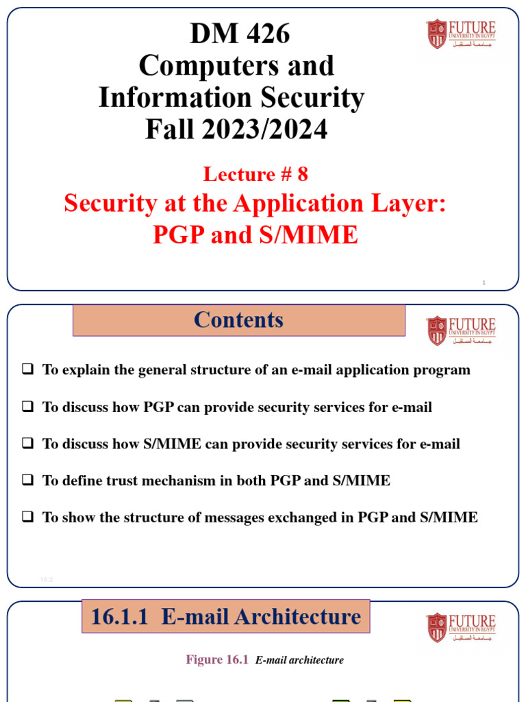 Lecture 8 - Security at The Application Layer | PDF | Public Key Certificate | Cryptography